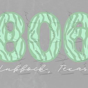 Lubbock Texas Art Print: 806 Area Code, Cactus Design (digital Download ...