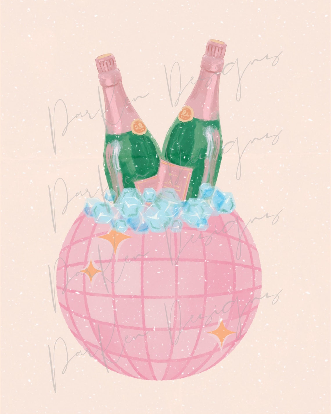 Champagne Disco Ball Print: Preppy Bachelorette Party Decor (digital ...