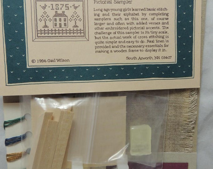 Gail Wilson Kit for Tiny Cross Stitch Sampler and Frame, Early American ...