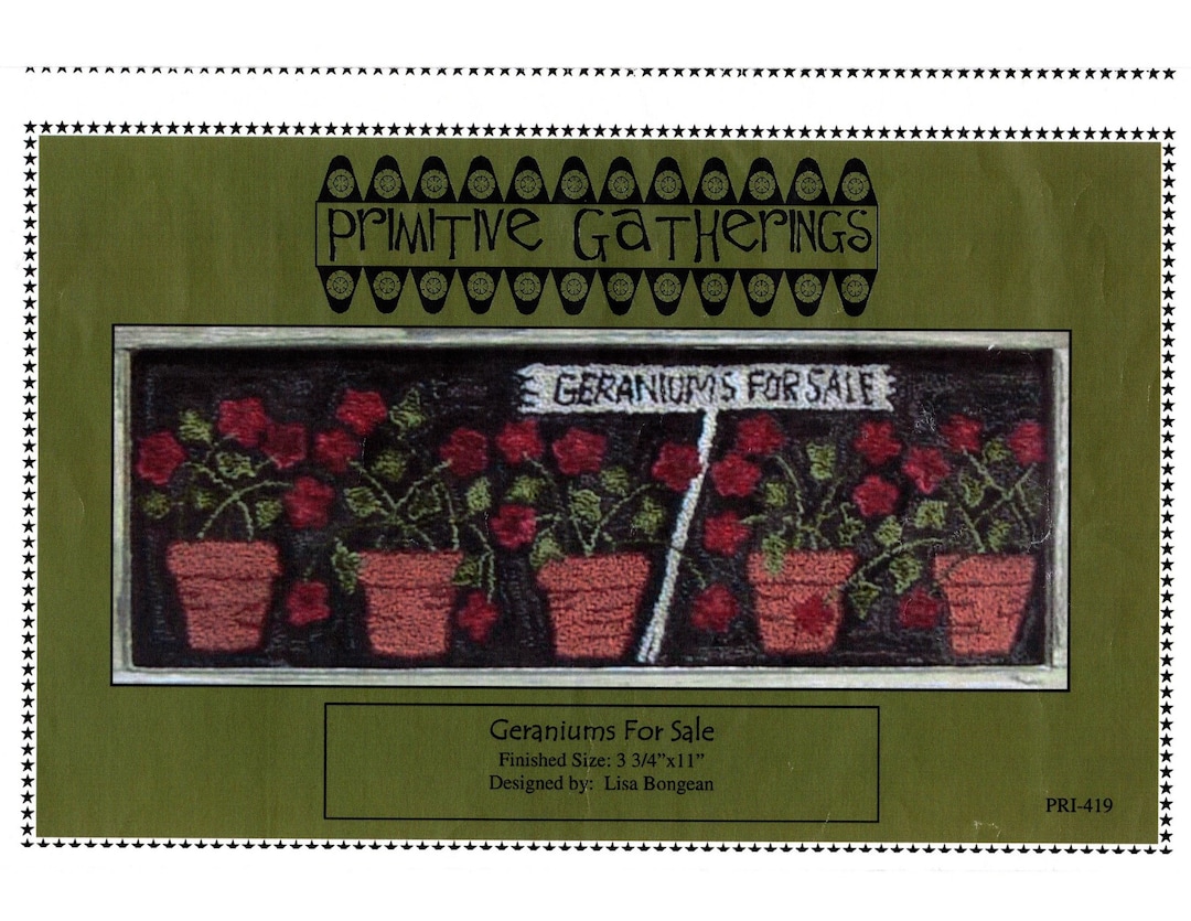 Geraniums for Sale Punch Needle Pattern by Primitive Gatherings - Etsy