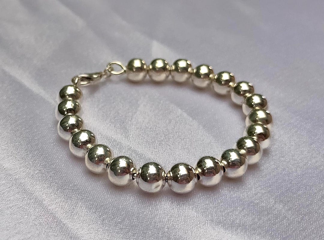 925 Sterling Silver Ball Bracelet: Boho Charm Bangle - Etsy