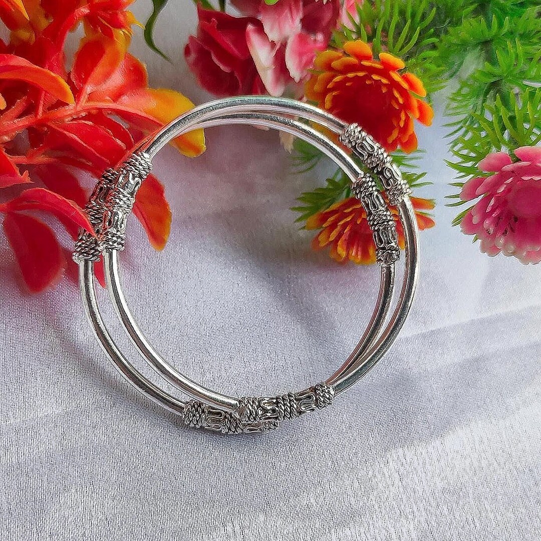 Oxidized Sterling Silver Bangle Set: Handmade Bali Boho Bangles - Etsy