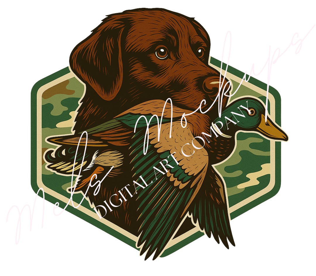 Chocolate Lab Hunting Dog With Duck SVG PNG | Labrador Retro Camo Patch ...