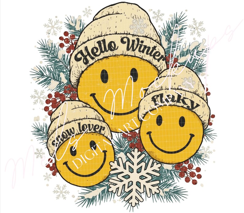 Hello Winter Smiley Face Winter and Snow Lover PNG SVG - Etsy