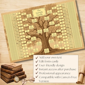 8 Generation Rustic Vintage Family Tree Template: Customizable ...