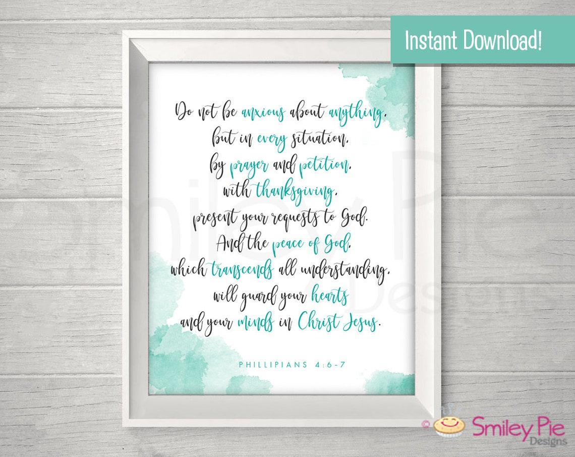 Philippians 4:6-7 Scripture Print Instant Download - Etsy