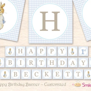 Peter Rabbit Birthday Banner - Printable File - Customizable ...