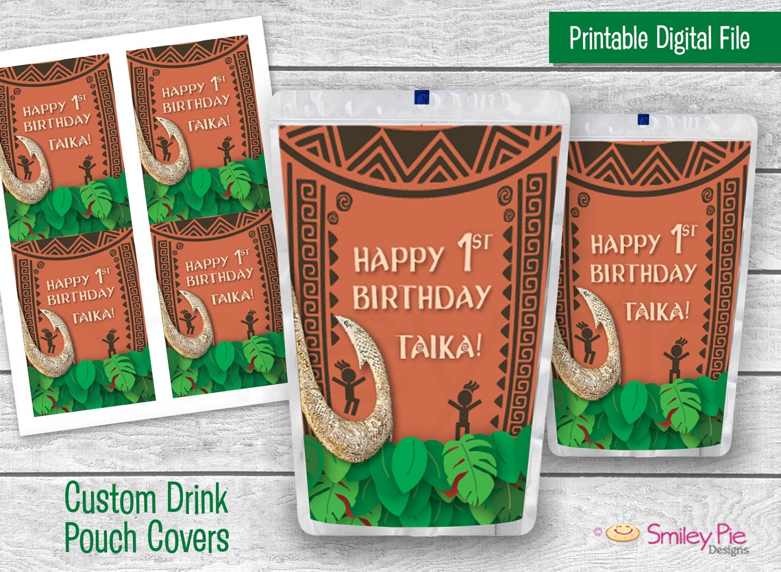Maui Birthday Party Drink Pouch Covers: Personalized Labels (printable ...