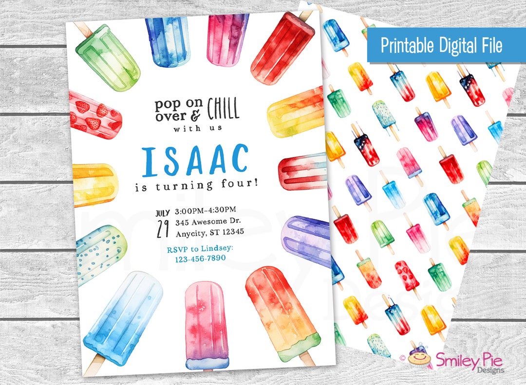 Popsicle Party Invitation Printable File Summer Birthday Party ...