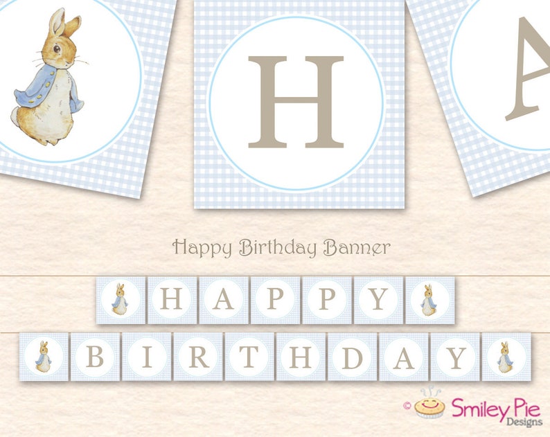 Peter Rabbit Birthday Banner - Printable File - Customizable ...