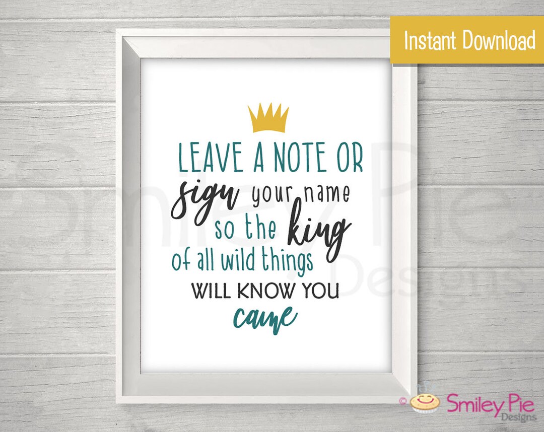 Wild One Party Sign - Guestbook Sign - 8"x10"printable File - Where the ...