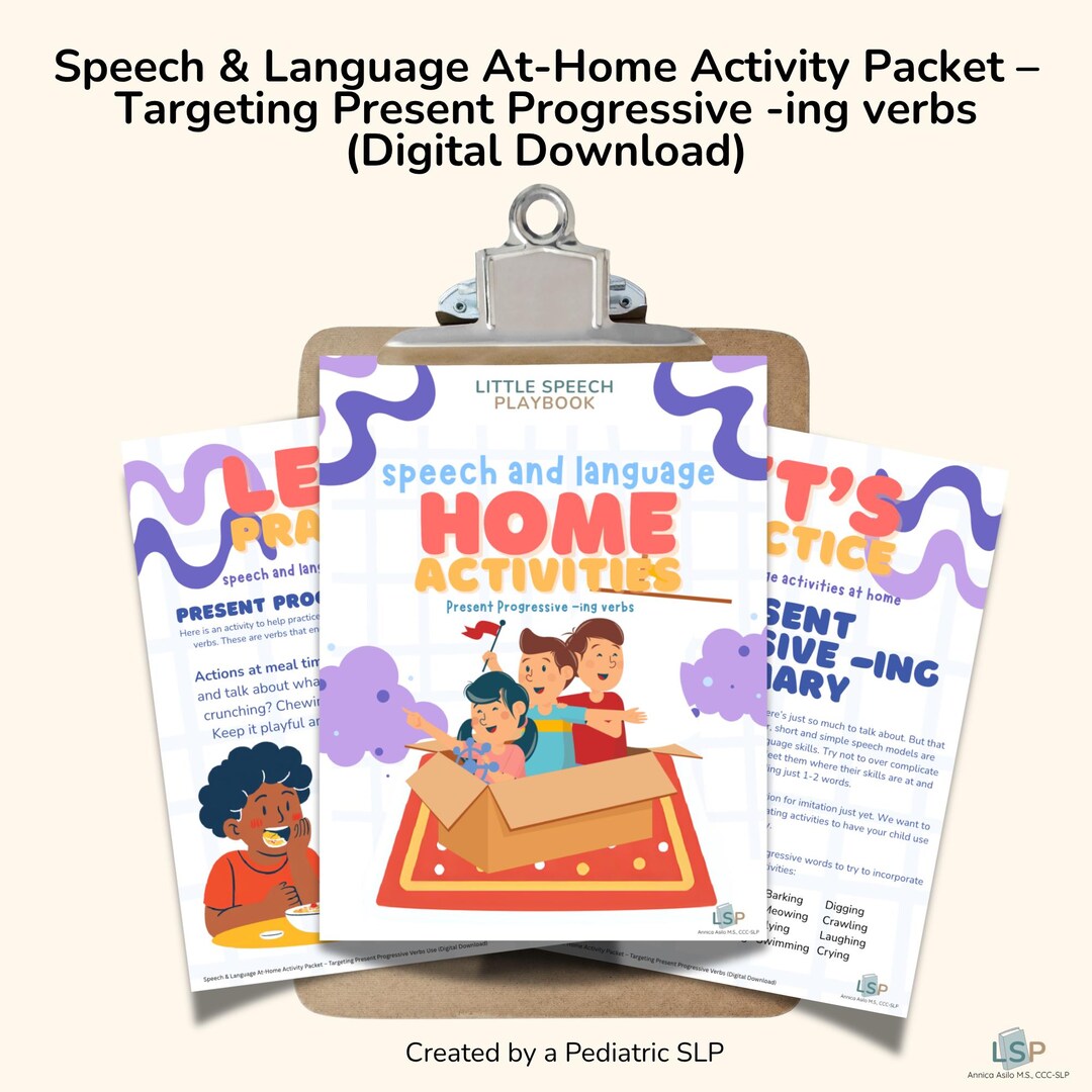 Speech & Language At-home Activity Packet – Targeting Present ...