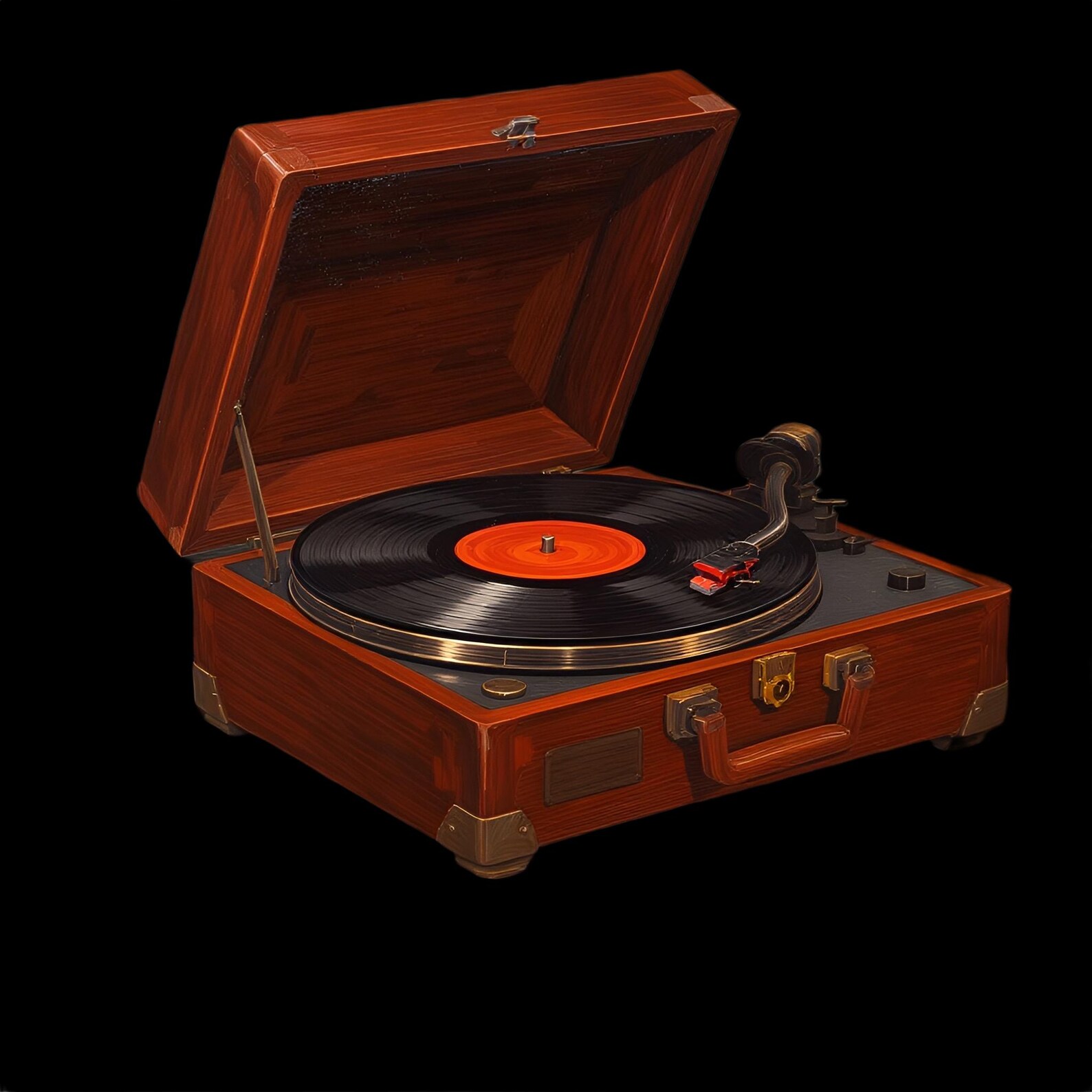 Vintage Record Player Art Print: Retro Mid-century Modern Decor ...