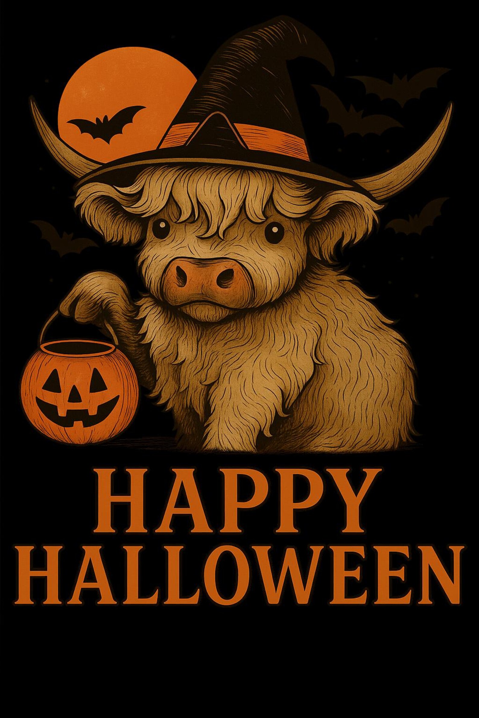 Adorable Highland Cow Halloween Art - Digital Download - Etsy