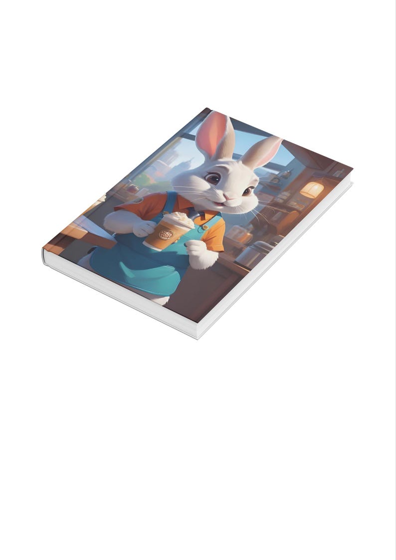 Kawaii Barista Bunny Art Print: Coffee Shop Mascot (PNG File) - Etsy