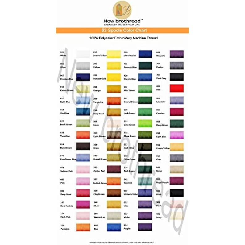 63 Color Polyester Embroidery Machine Thread Set - 500M Spools - Etsy