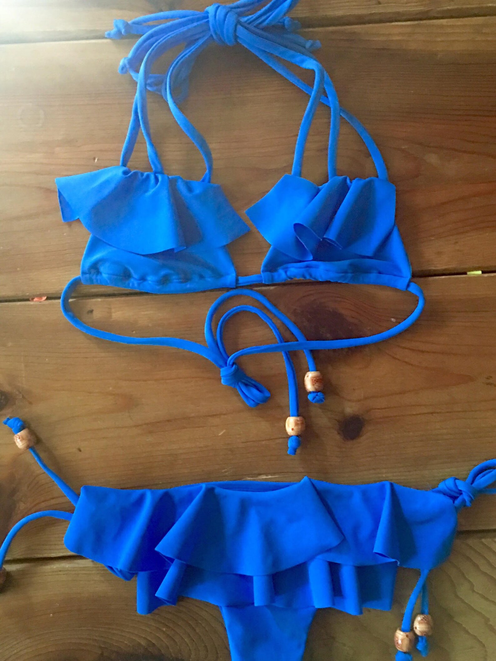 Strappy Ruffled Booty Bikini - Bright Yellow- Cynababy - Etsy