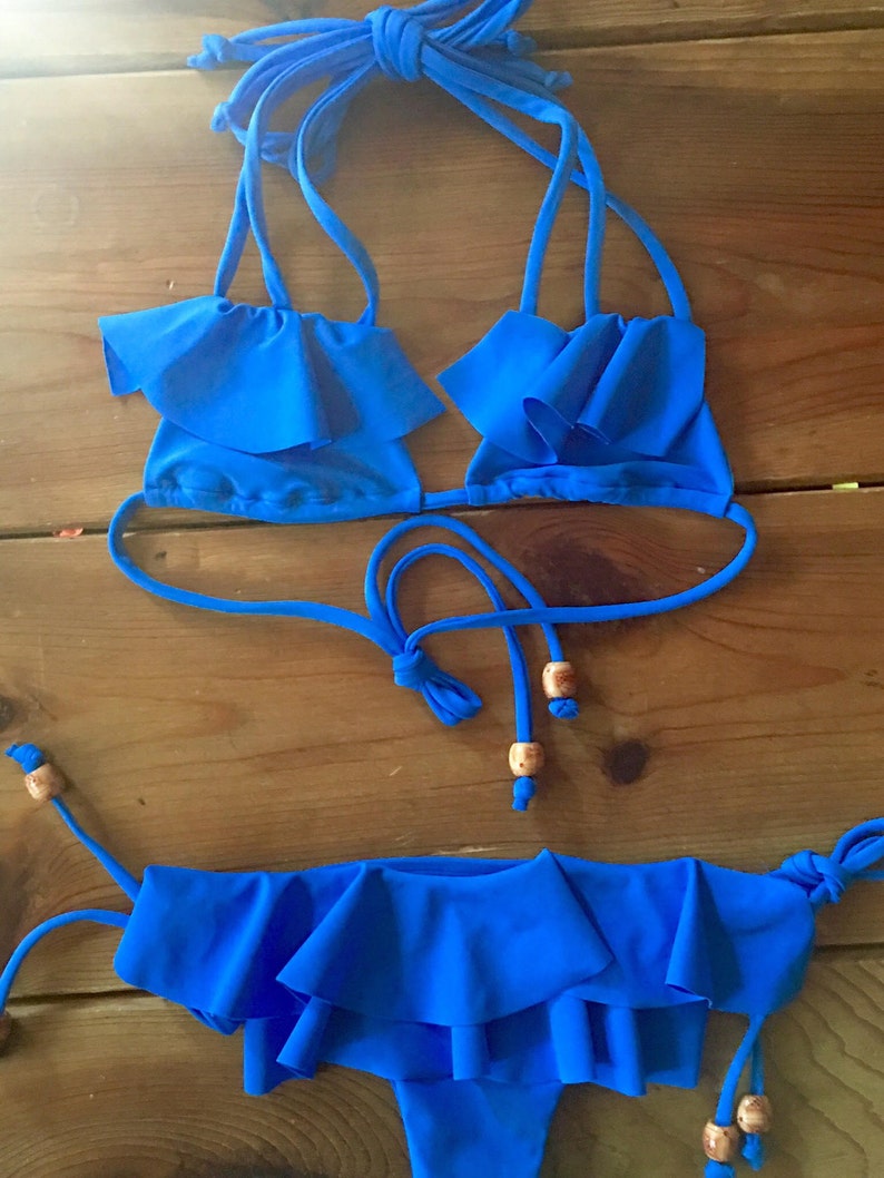 Strappy Ruffled Booty Bikini - Bright Yellow- Cynababy - Etsy