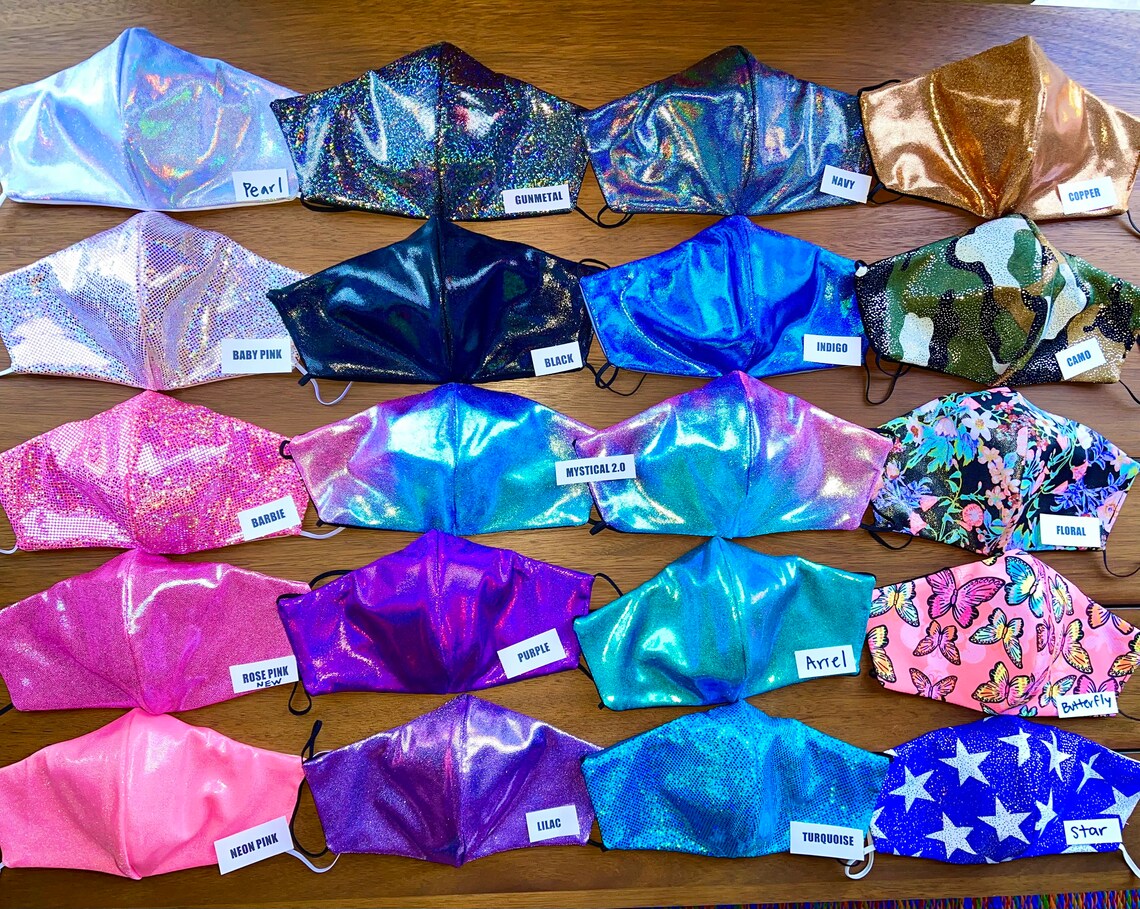Iridescent 2 pack Face Mask Fitted 3 layer iridescent Mask | Etsy