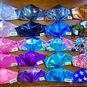 Iridescent 2 pack Face Mask Fitted 3 layer iridescent Mask | Etsy