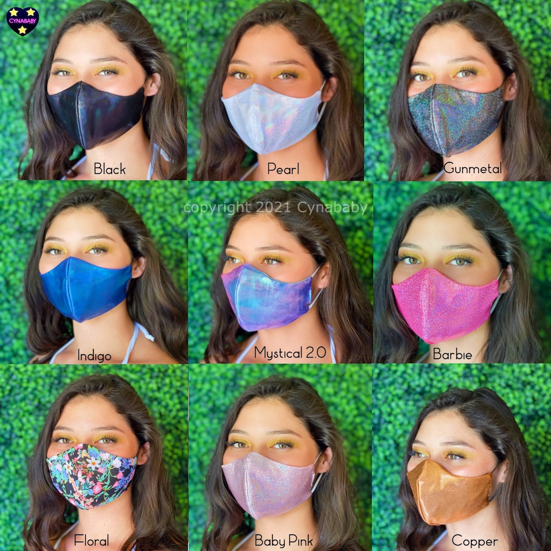 Iridescent 2 Pack Face Mask - Fitted 3 Layer Iridescent Mask Handmade ...