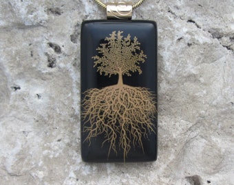Red Tree of Life Necklace Fused Glass Tree Roots Pendant | Etsy