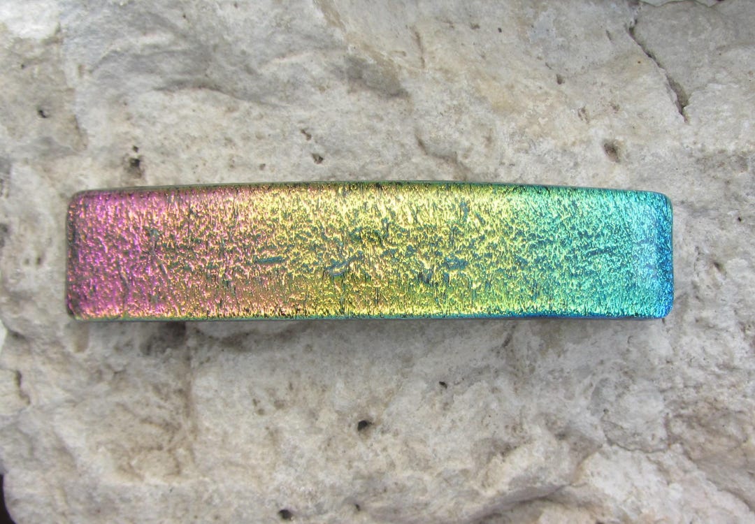 Large Pastel Rainbow Barrette Fused Dichroic Glass Barrette Rainbow ...