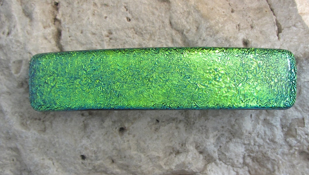 Emerald Green Barrette Large Fused Dichroic Glass Barrette French Green ...