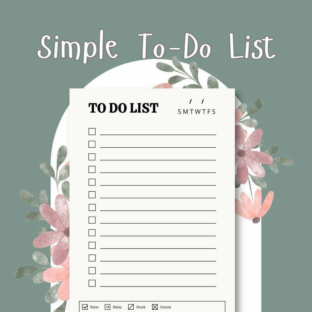 Simple To-do List Printable | Daily Checklist Planner Digital | Minimal ...