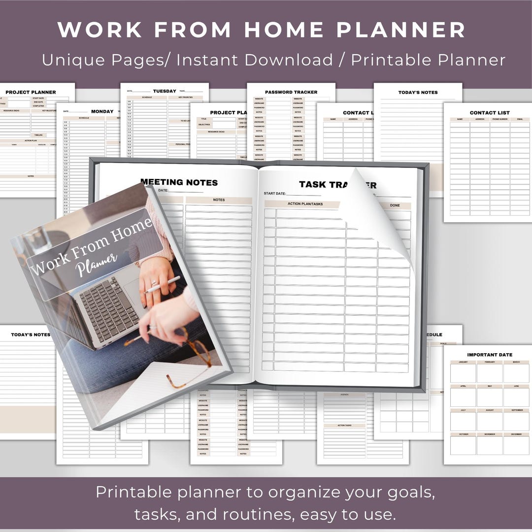 Work From Home Planner | Printable PDF for Remote Professionals | Daily ...