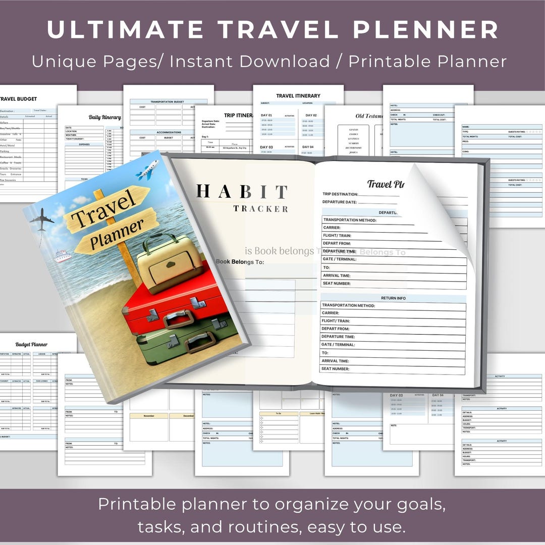 Travel Planner | Printable PDF for Vacation & Trip Planning | Itinerary ...