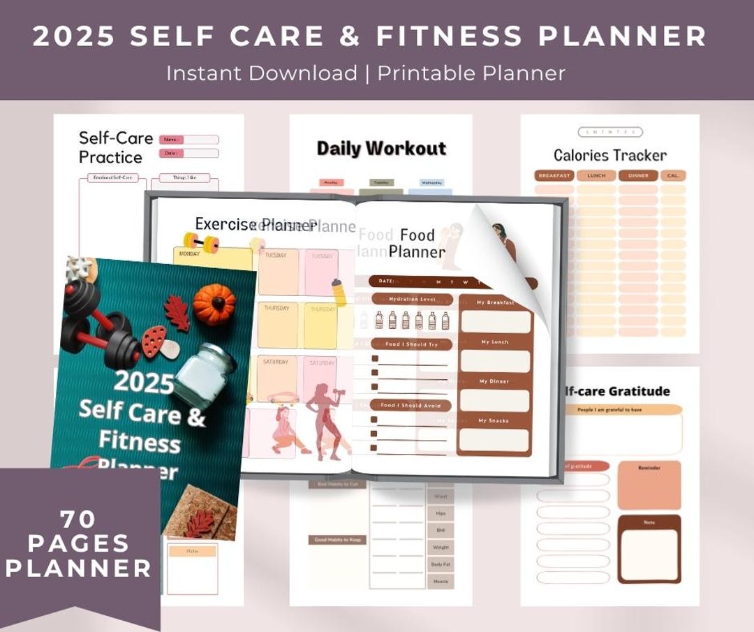 Self Care and Fitness Planner Printable PDF | Wellness Tracker, Workout ...