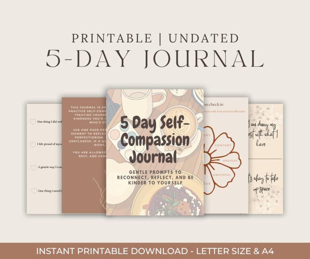 Self-compassion Journal Bundle – Printable Mental Health Kit With ...
