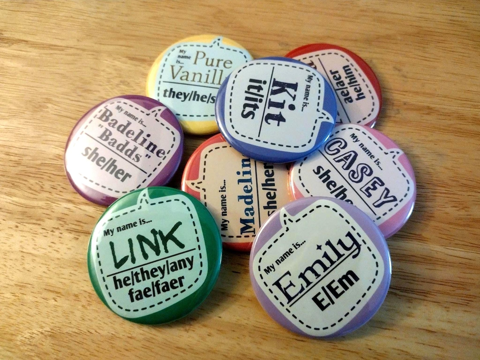 Personalized Name & Pronouns Fronting Pins - Plural Pride Pin-back ...