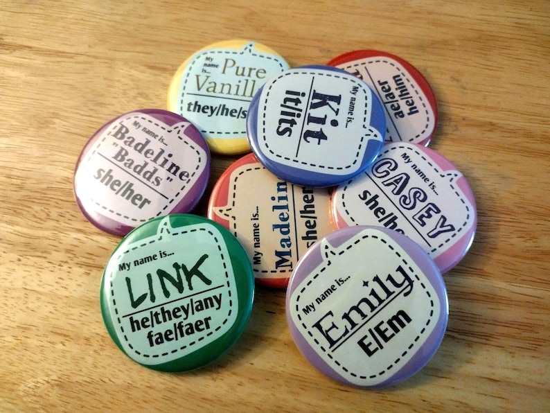 Personalized Name & Pronouns Fronting Pins - Plural Pride Pin-back ...