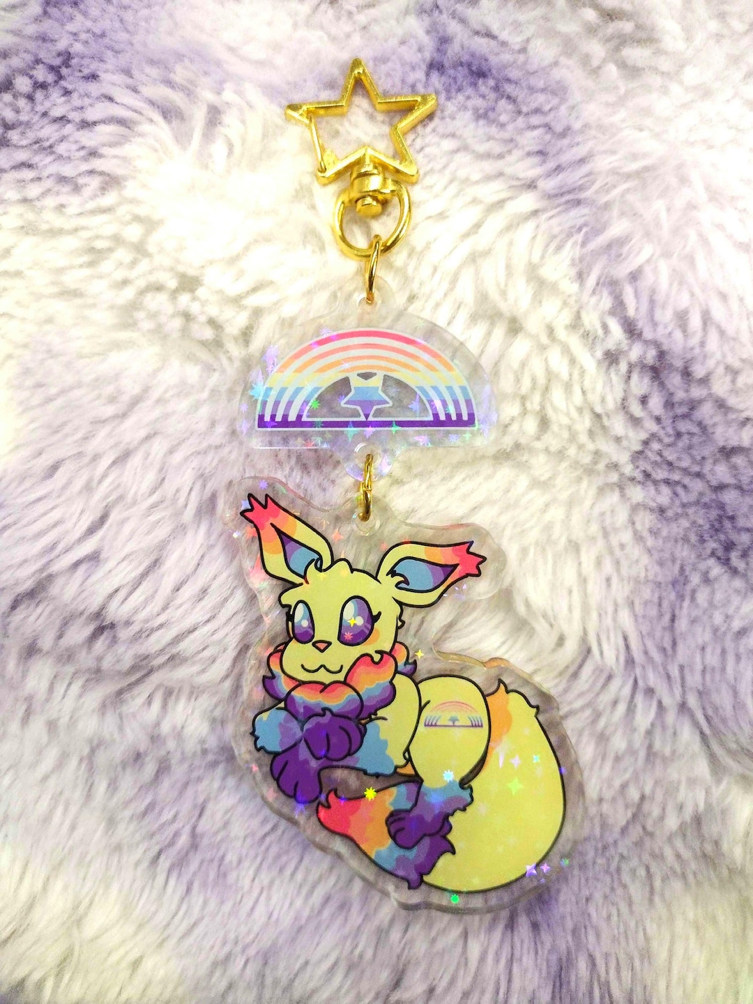 Xenogender Pride Eevee - Pokemon Holographic Keychain - Etsy