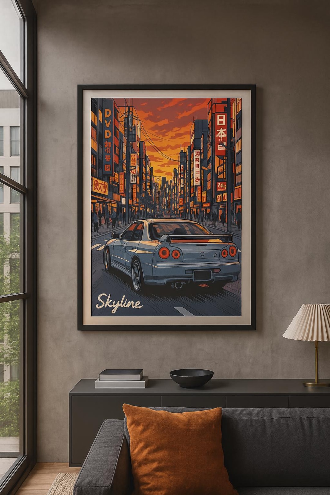 Tokyo Skyline Art Print: Nissan GT-R R34, Comic-book Style - Etsy