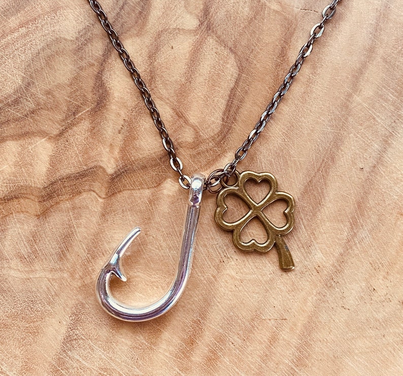 Fish Hook Necklace Fishing Hook Charm Fisherman Surfer | Etsy