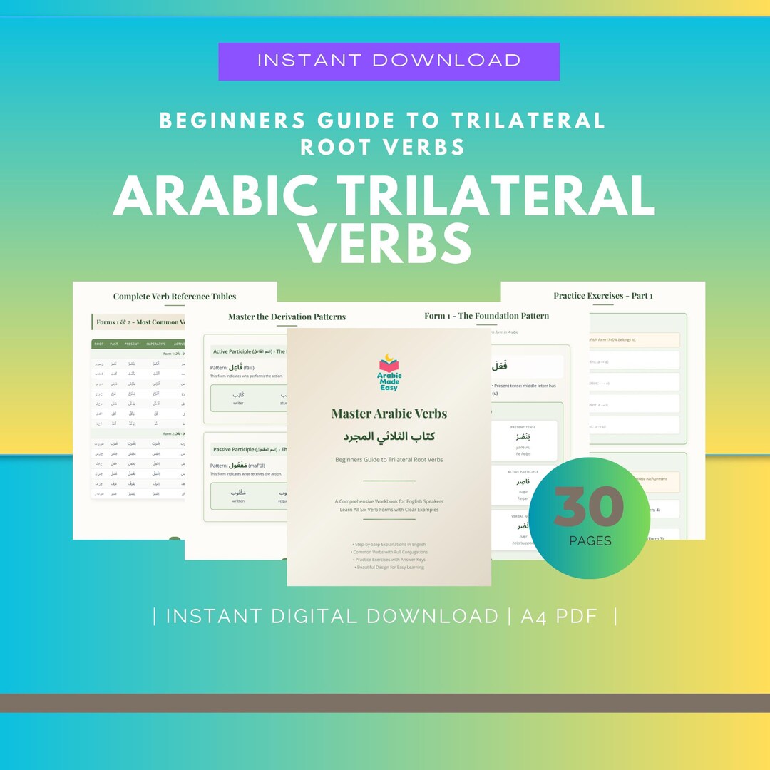 Arabic Verb Workbook for English Speakers | Master Triliteral Roots, 6 ...