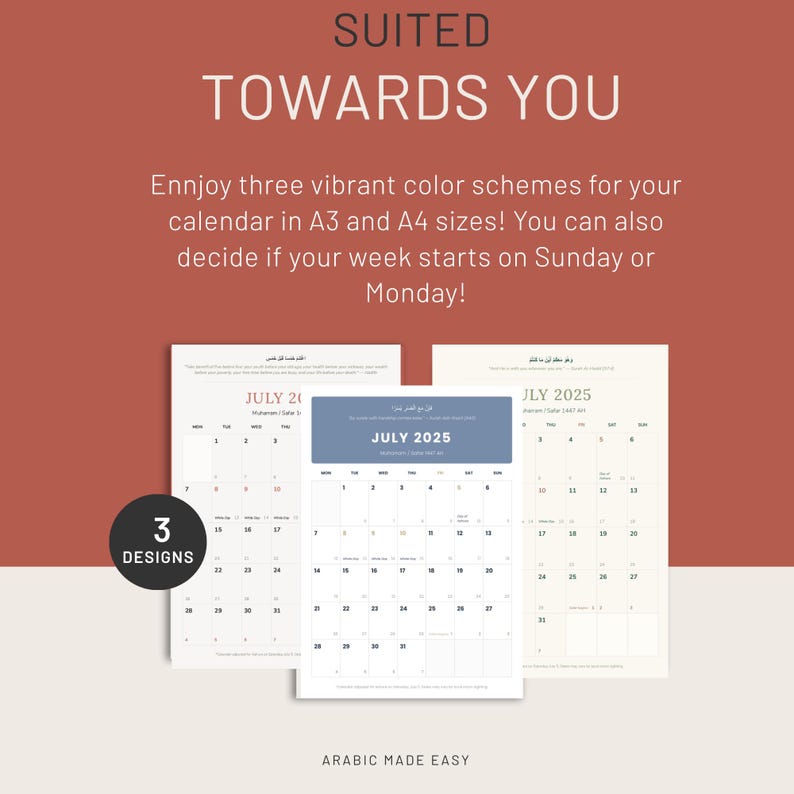 2025 Monthly Hijri Calendar July, Minimalist Islamic Planner, Muslimah ...