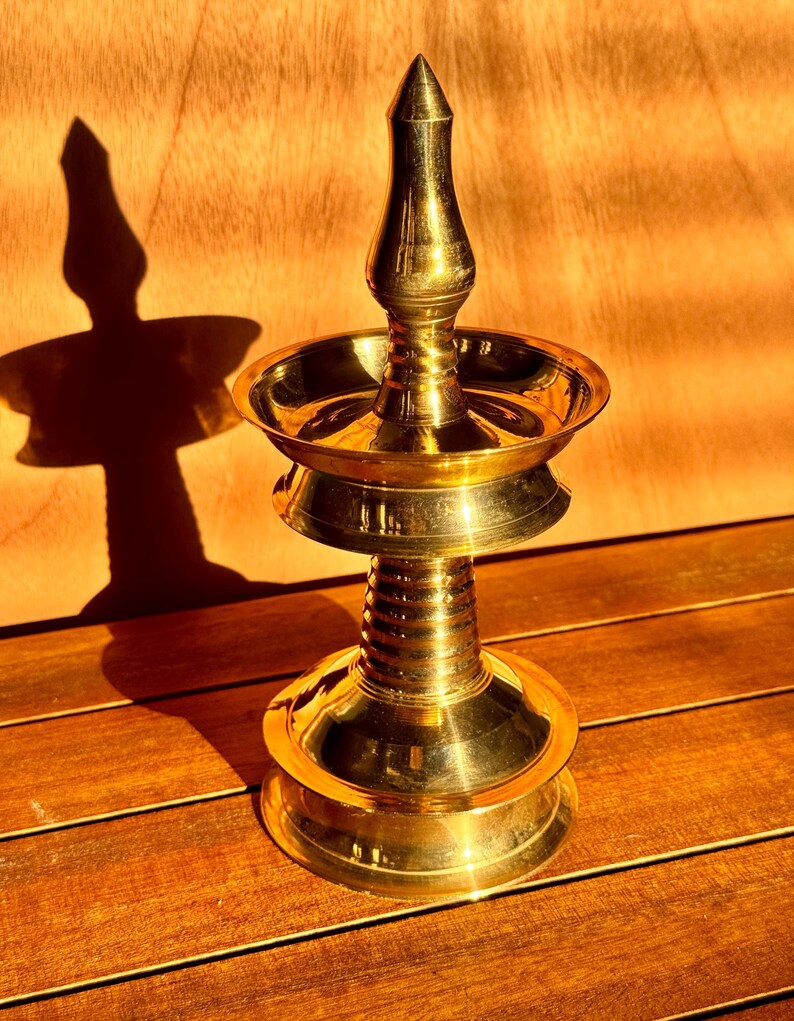 Traditional Kerala Lamp - Brass Lamp/vilakku for Home or Gifting (7 ...