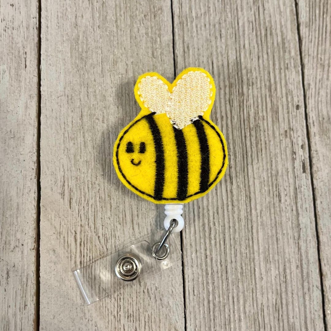 Honey Bee Felt Badge Reel: Retractable ID Holder - Etsy