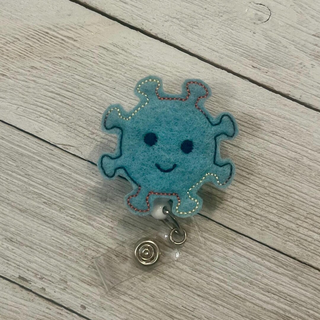 Sad Germ, Happy Germ Badge Holder, Germ Feltie, Retractable Reel, Badge ...