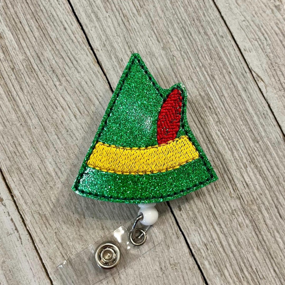 Glitter Elf Hat Badge Reel: Felt ID Holder - Etsy