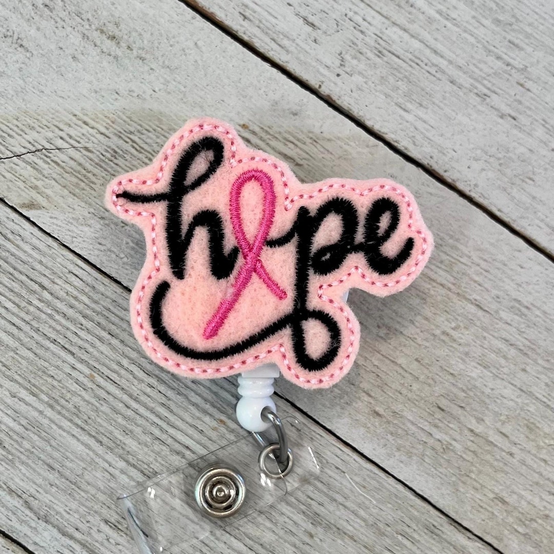 Breast Cancer Awareness Badge, Pink Ribbon ID Holder, Hope Feltie ...