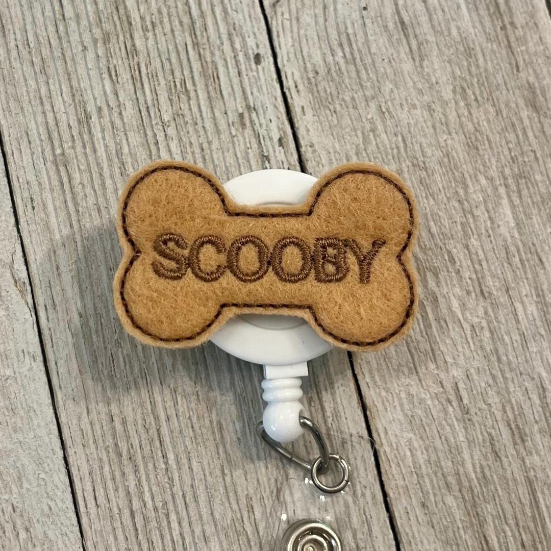 Dog Nine Badge Holder, Scooby Bone Badge Holder, Dog Bone Feltie, Badge ...