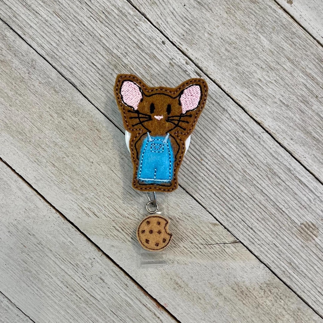 Mouse in Overalls Felt Badge Holder: Retractable ID Reel - Etsy