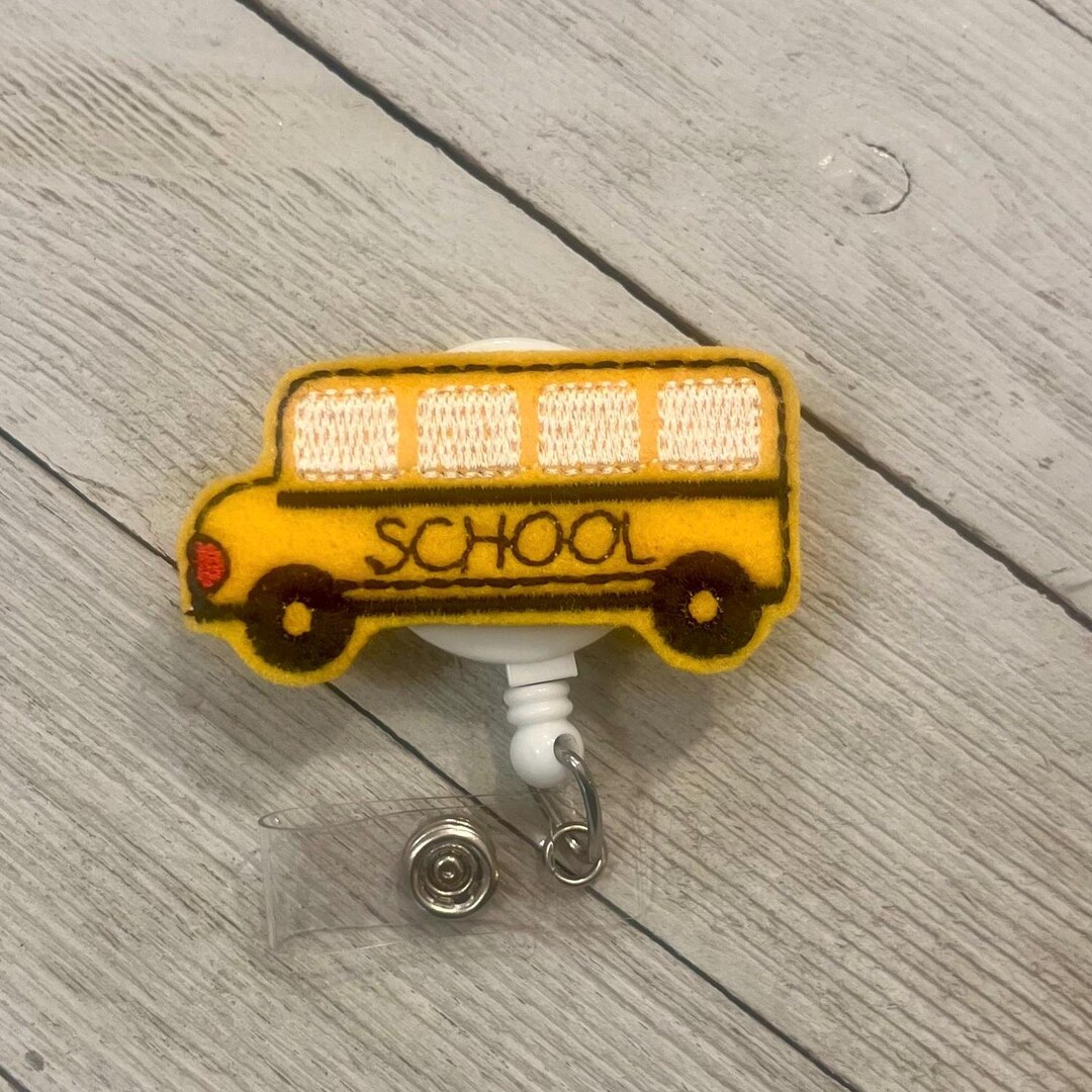 School Bus Badge Holder, School Bus ID, Bus Feltie, Retractable Reel ...