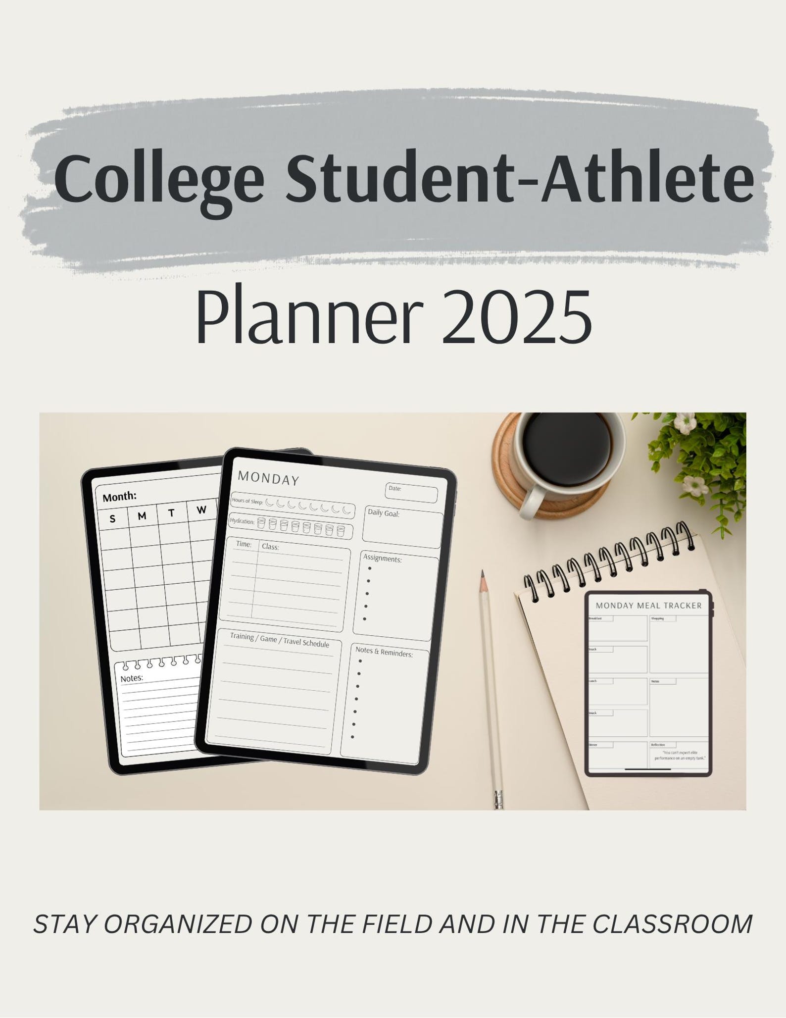 College Student-athlete Planner | Printable PDF for Monthly, Weekly ...