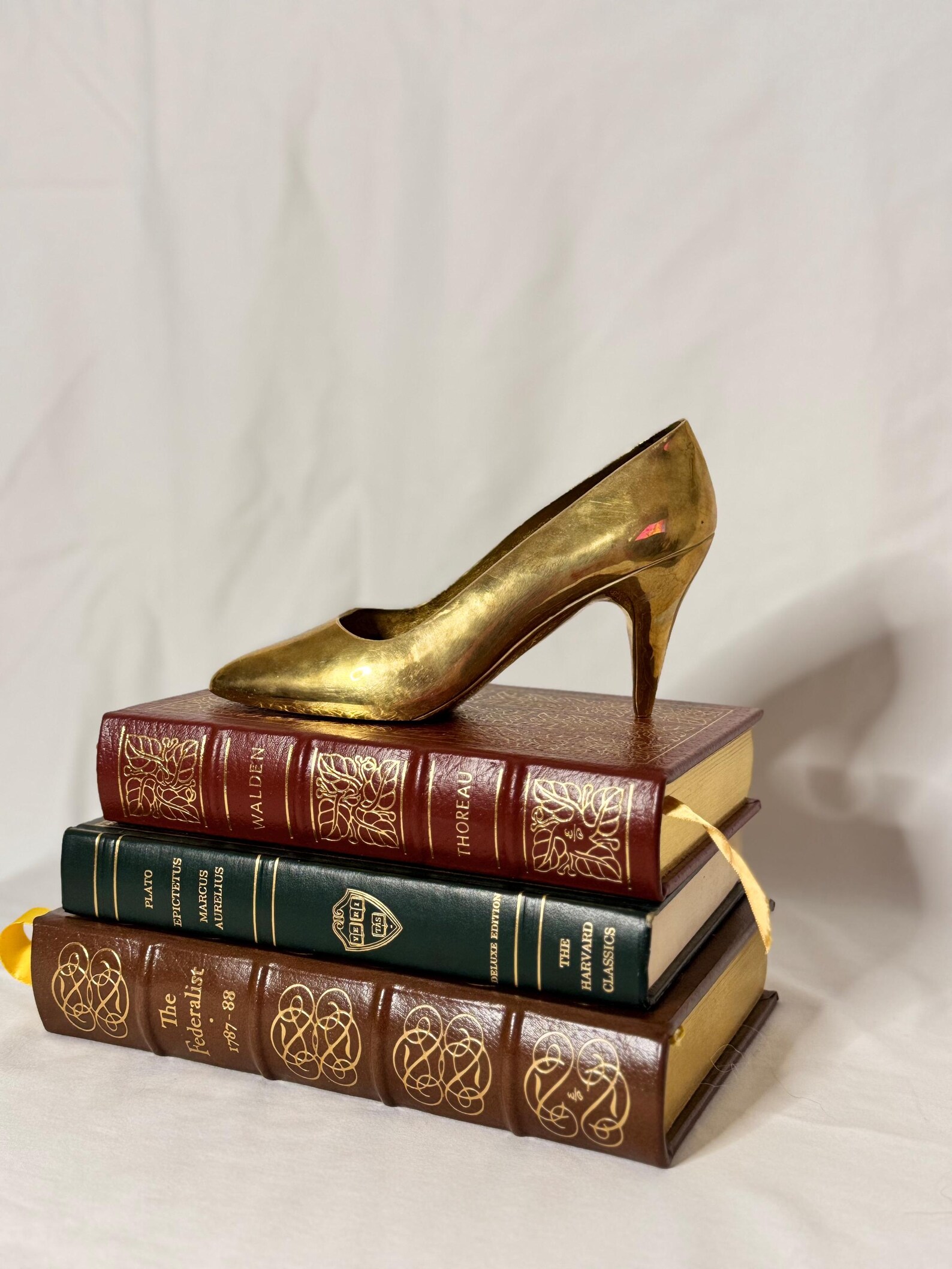 Vintage Solid Brass High Heel Shoe Statue | Glam Stiletto Paperweight ...